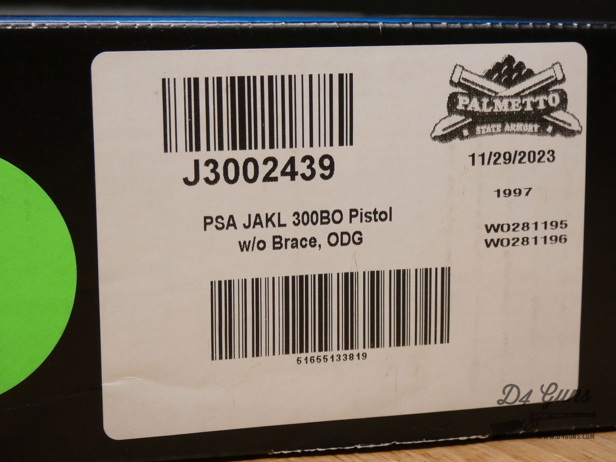 Palmetto State Armory JAKL - .300 BLK - PSA - PDW - SB Tactical - OD Green - Semi Auto Pistols ...