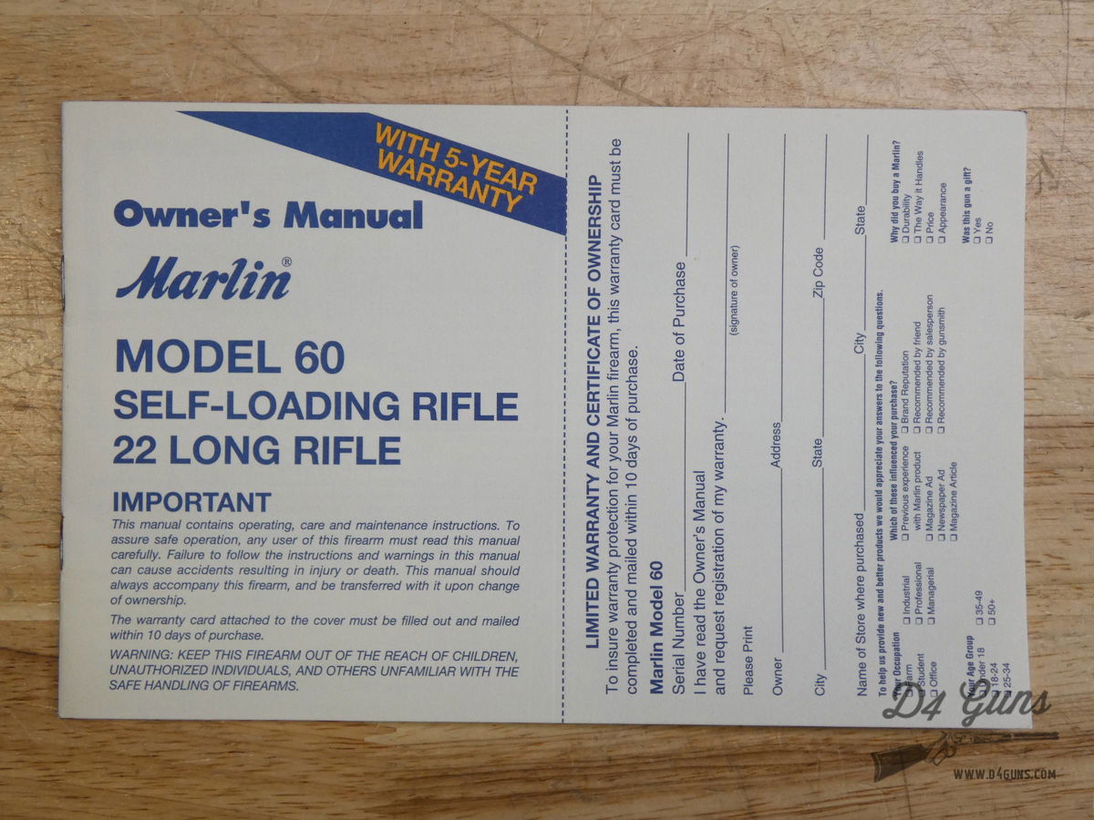 Marlin Model 60 - .22 LR - Mod. 60 - Squirrel Slayer - Tube Mag - w ...