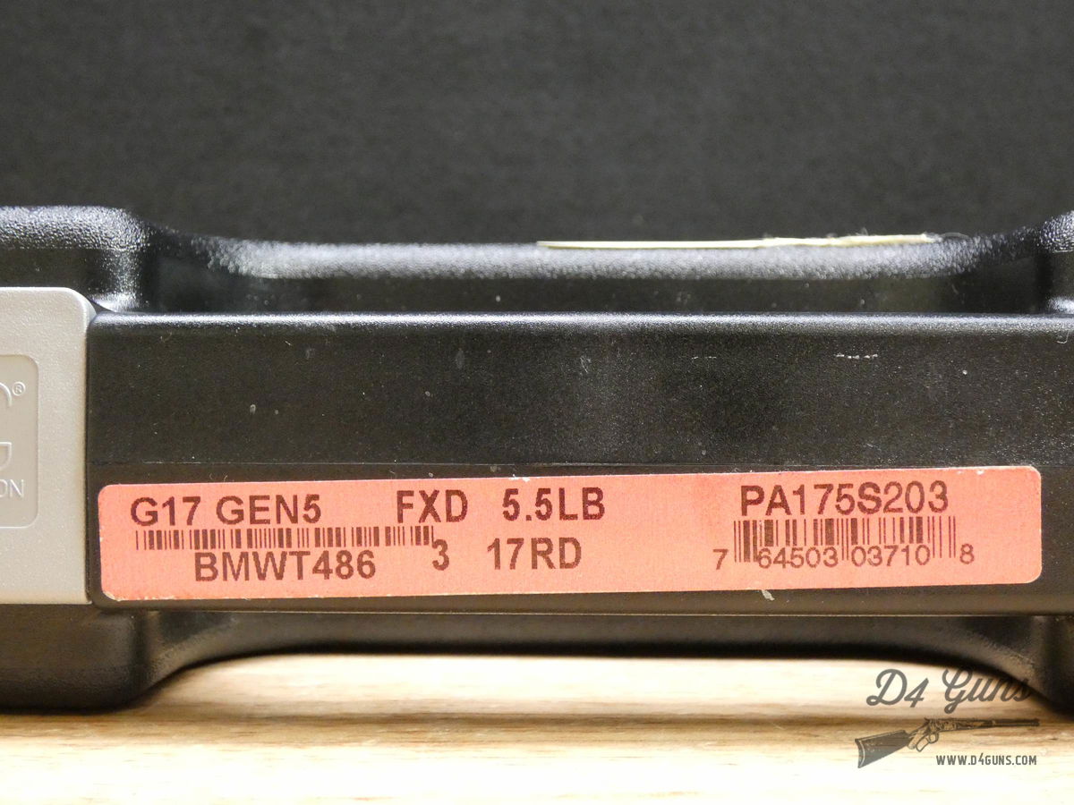 Glock 17 Gen 5 - 9mm - G17 - Frnt Serrated - 3 Mags & OG Case - FACTORY ...