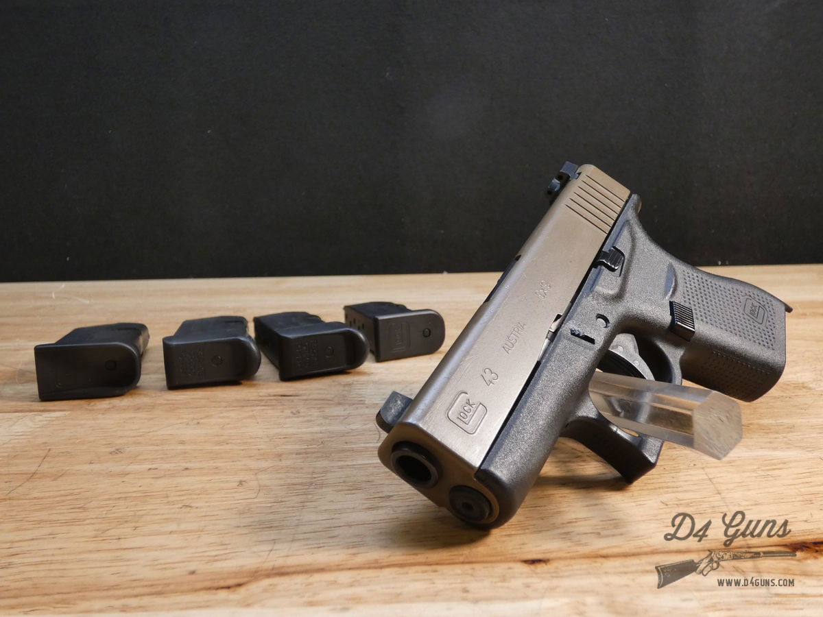 Glock 43 - 9mm - G43 - CCW w/ Mags - Conceal Carry Pistol w/ FDE Slide ...