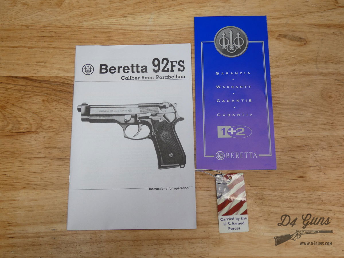 Beretta M9 Commercial - 9mm - 92 - MFG 2021 - 92FS - Xtra Slide Optic ...