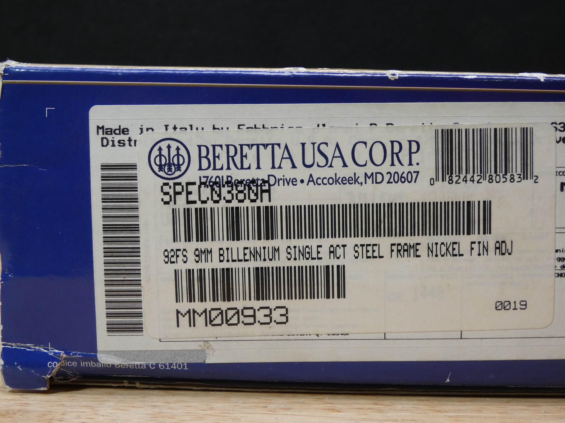 LNIB Beretta 92FS Billennium - 9mm - MFG 2002 - Nickel 92 FS - C - Semi ...